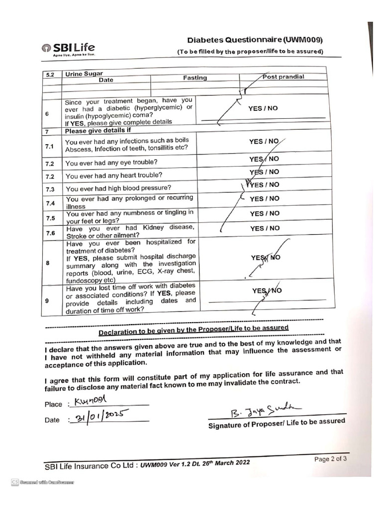Diabetes Questionnaire | PDF