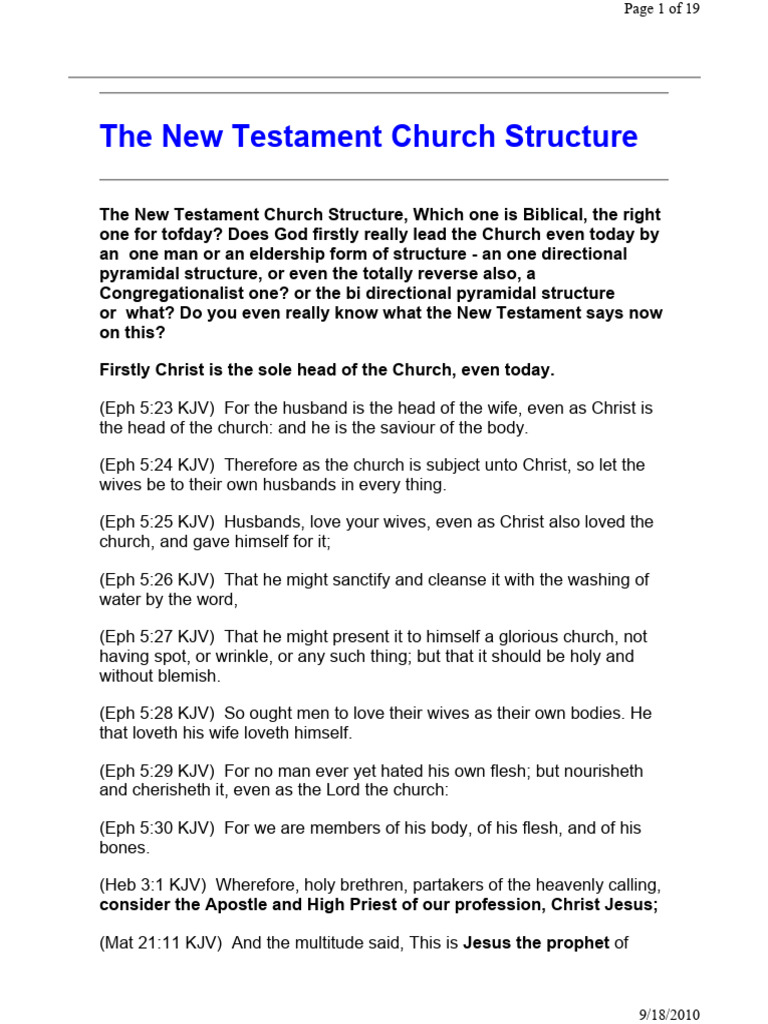 New Testament Church Structure Explained | PDF | Acts Of The Apostles ...