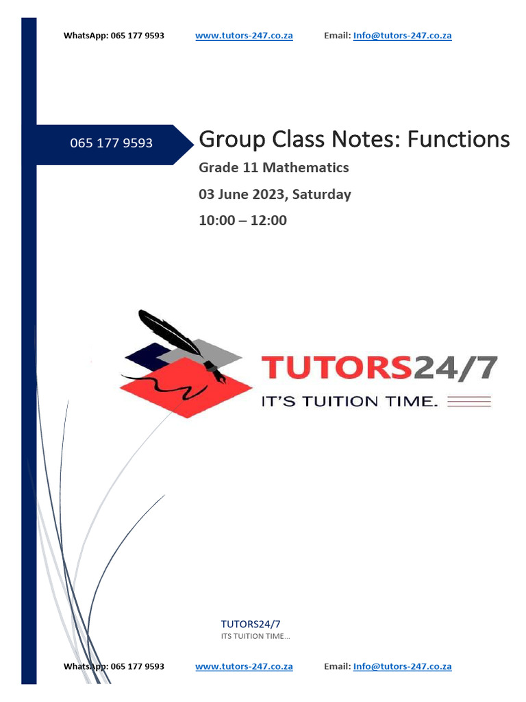 Grade 11 Math Functions Class Notes | PDF | Asymptote | Mathematical ...