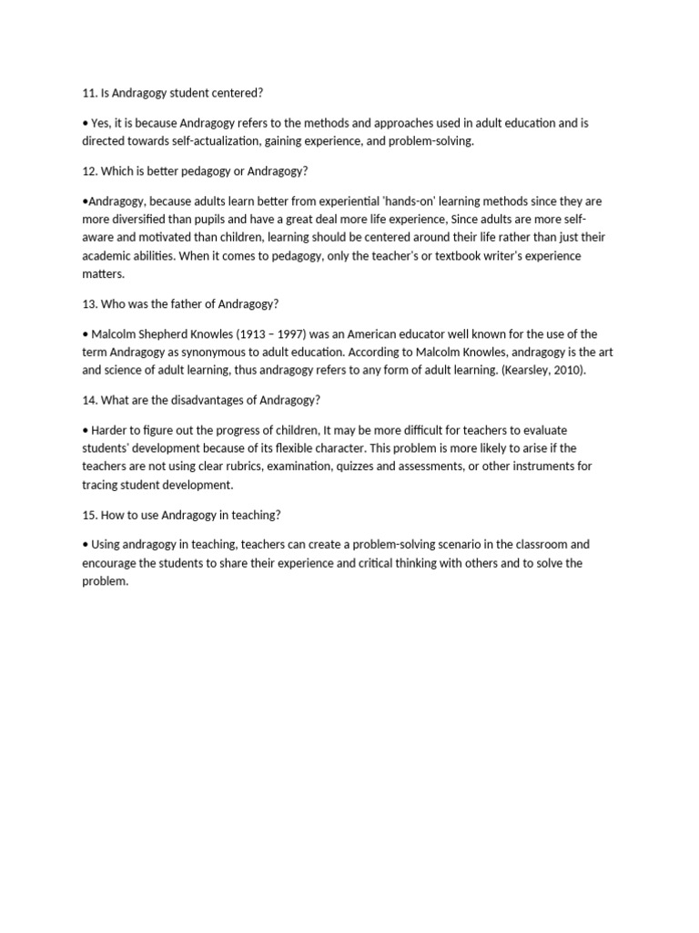 Andragogy | PDF