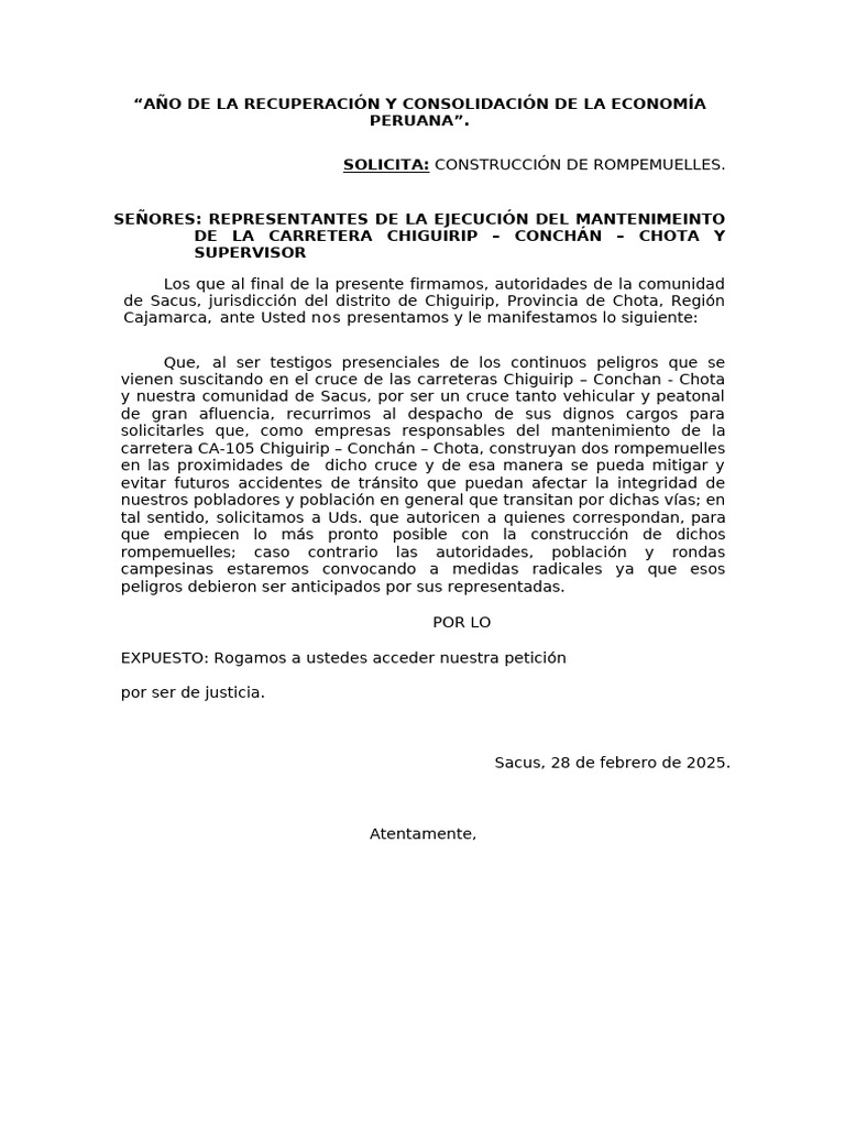 Solicitud Rompemuelle Sacus | PDF