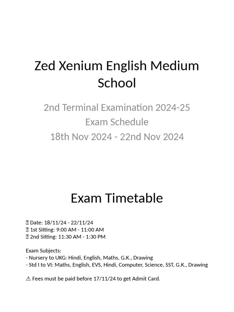 Exam Schedule (2) | PDF