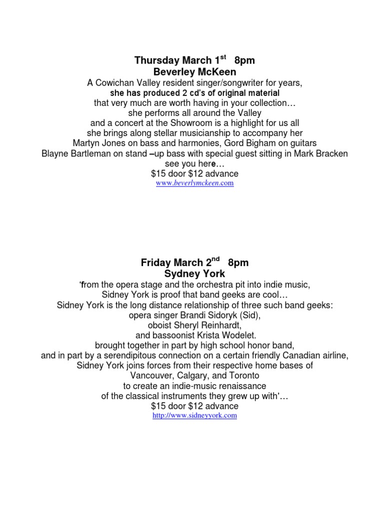 DGS Schedule March 1st | PDF | Performing Arts | Popular Music