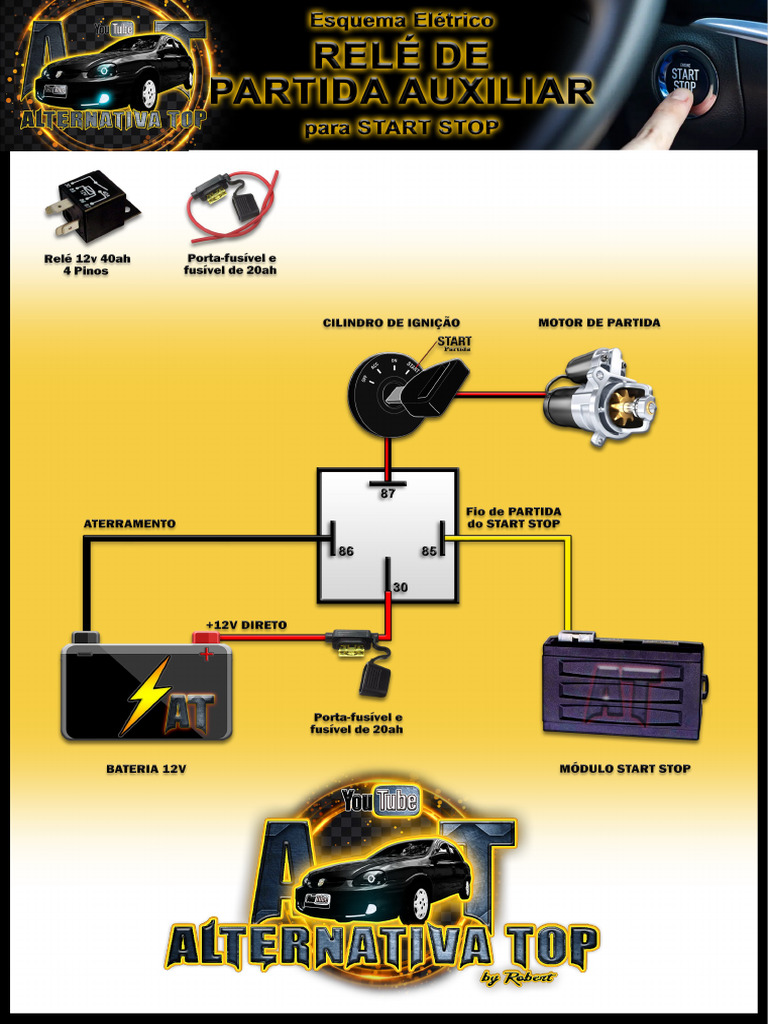 Esquema Elétrico - Relé de PARTIDA Auxiliar para Start Stop | PDF