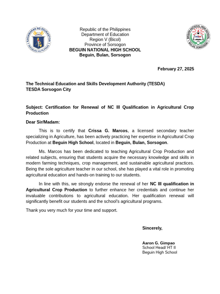 tesda certification | PDF