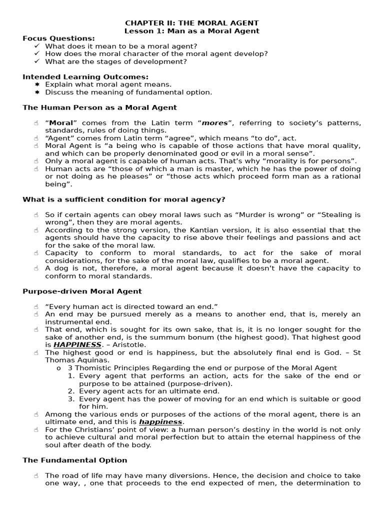 Understanding Moral Agency and Character | PDF | Conscience | Morality