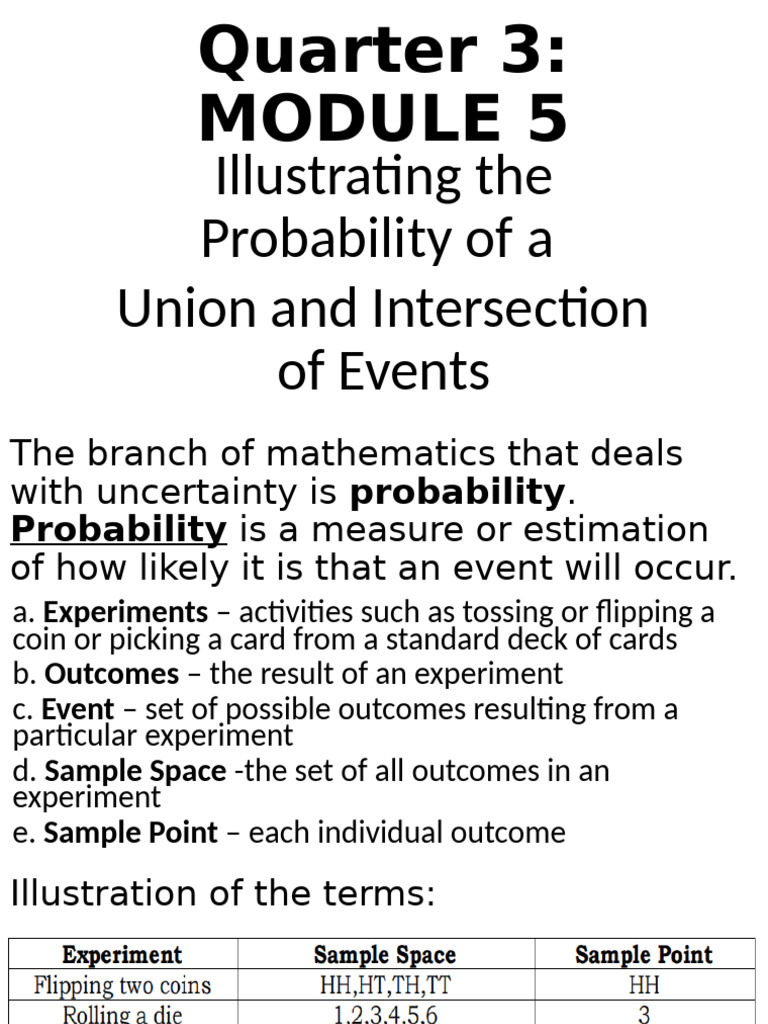 Probability of Union and Intersection Events | PDF | Probability ...