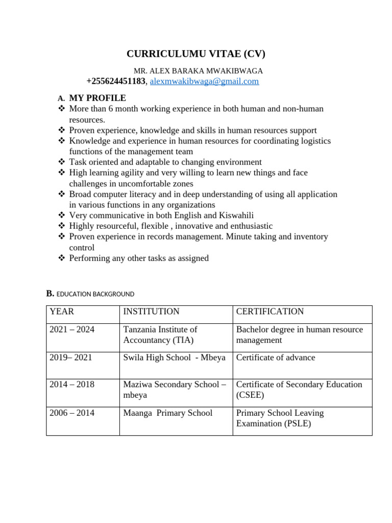 ALEX CV 2024 | PDF | Human Resources | Business