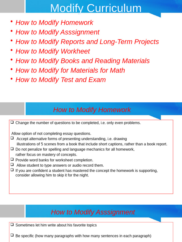 Effective Strategies for Curriculum Modifications | PDF | Homework ...
