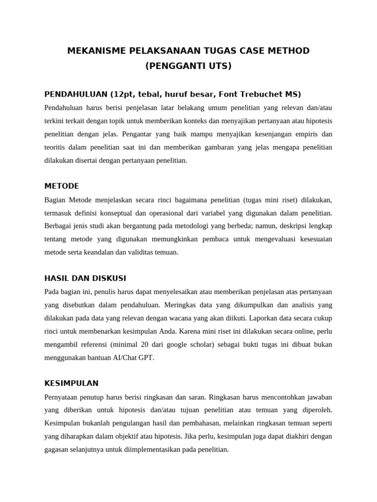 Mekanisme Pelaksanaan Tugas Case Method | PDF