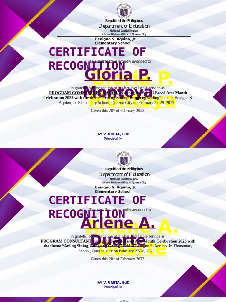 Certificate Mapeh | PDF | Metro Manila | Asia