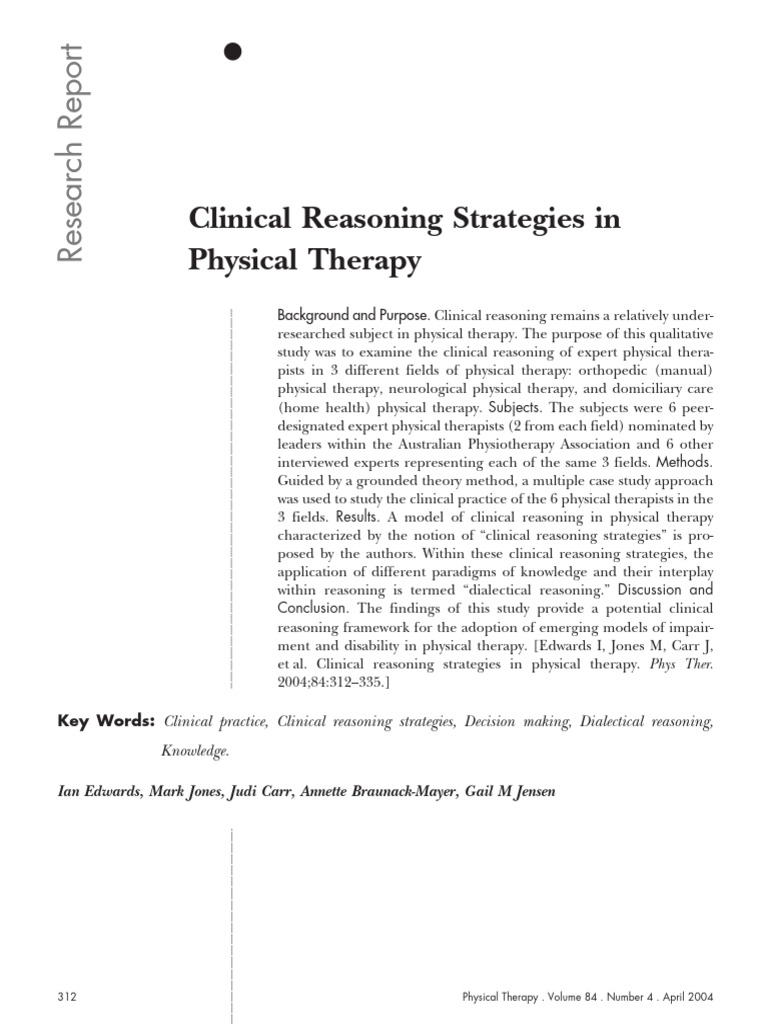 Clinical Reasoning Strategies in Physical Therapy (Racio Clinico) | PDF ...