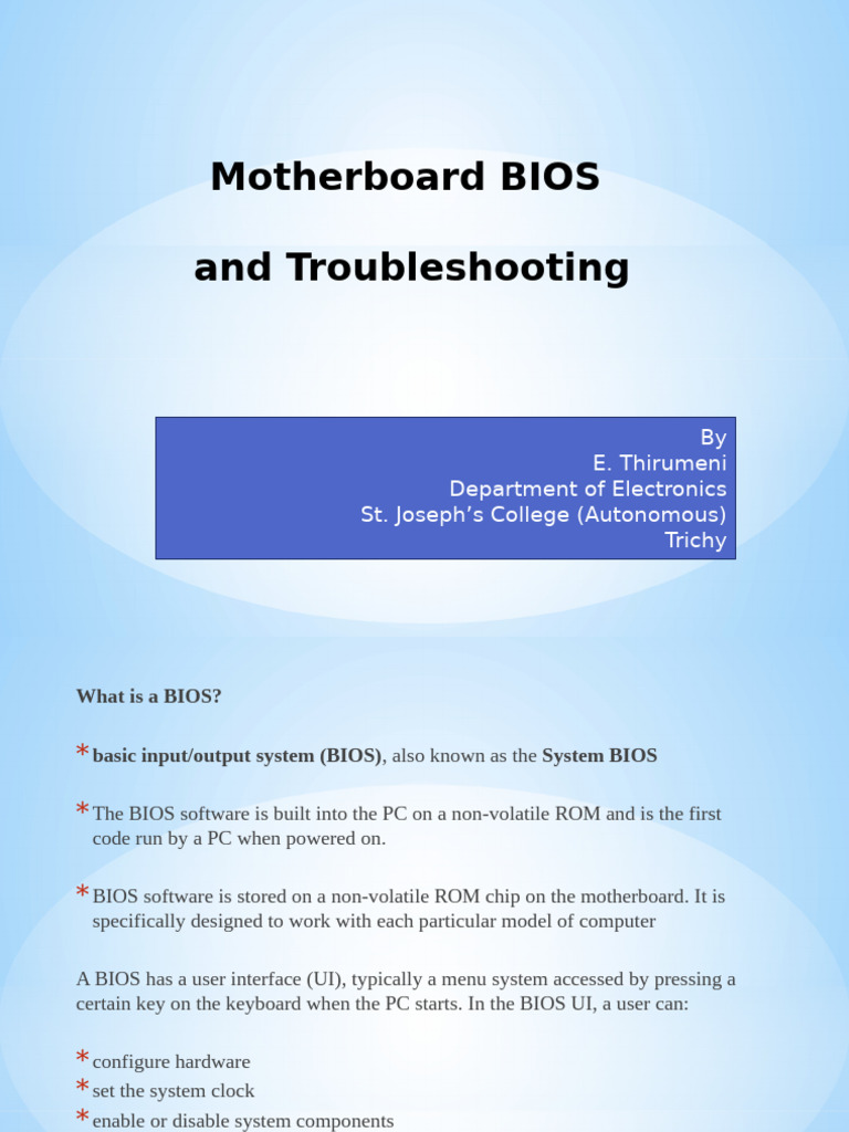 Bios Motherboard Troubleshooting | PDF | Bios | Booting