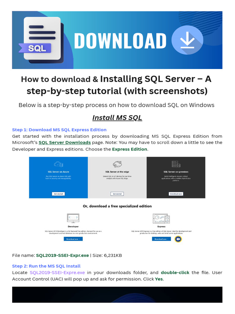 How To Download SQL Server Setup | PDF | Microsoft Sql Server | Sql