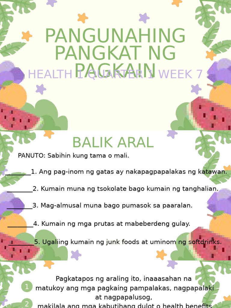 Pangunahing Pangkat NG Mga Pagkain | PDF