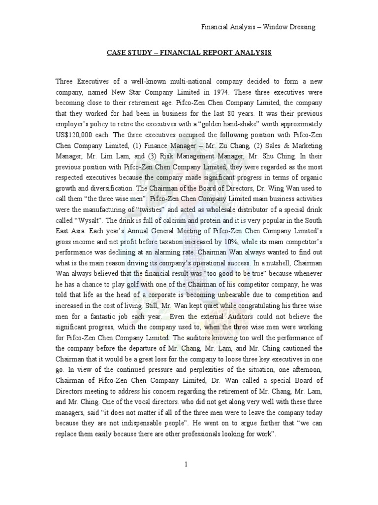 Case Study Financial Statement Analysis Pdf Audit Banks