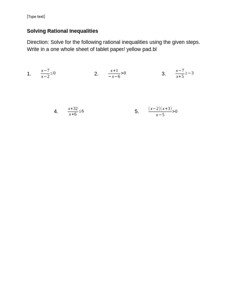 Solving Rational Inequalities Guide | PDF