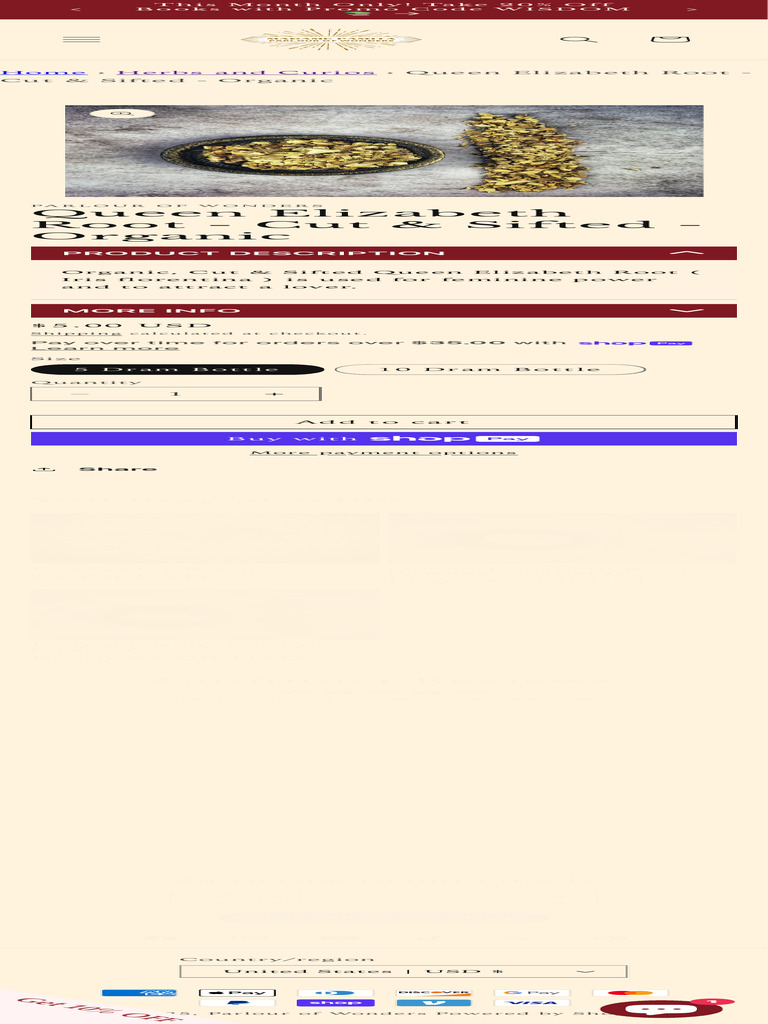 Queen Elizabeth Root - Cut & Sifted - Organic - Parlour of Wonders | PDF