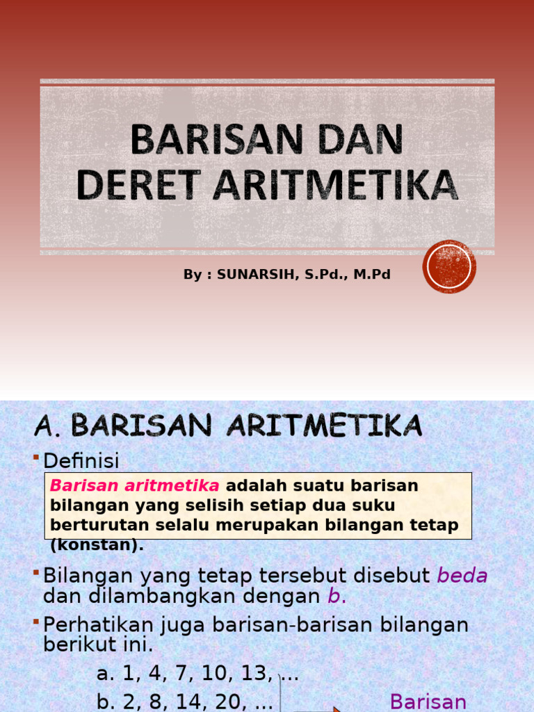 Barisan dan Deret Aritmetika: Rumus dan Contoh | PDF