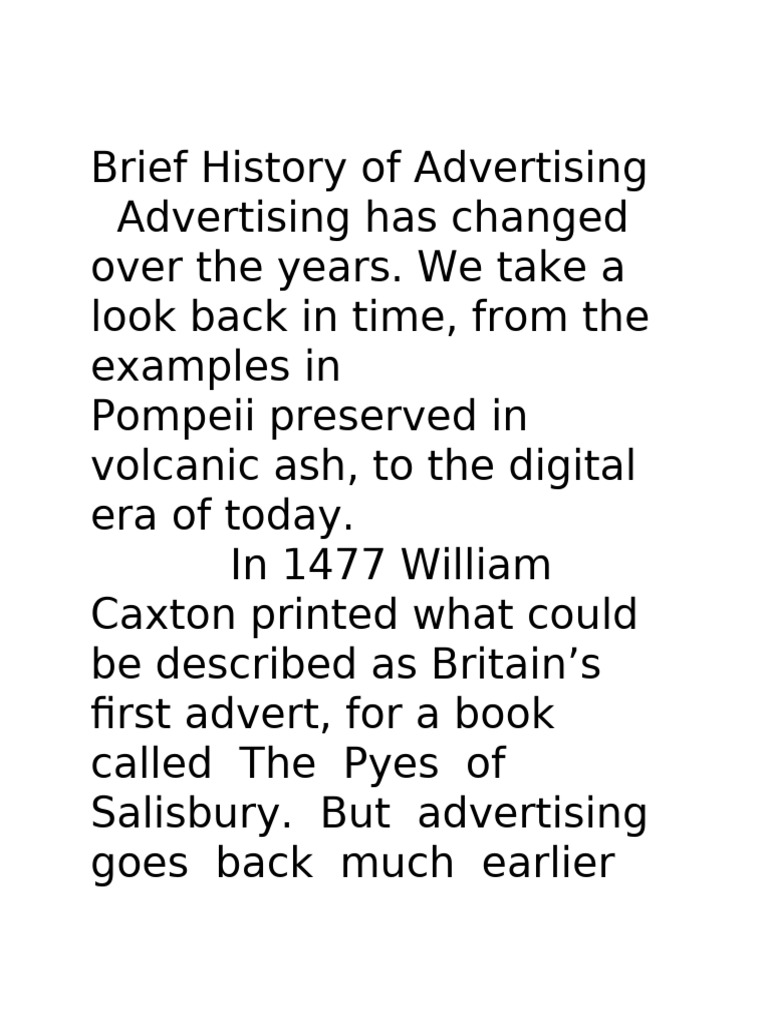 Brief History of Advertising | PDF | Advertising | Search Engine Marketing