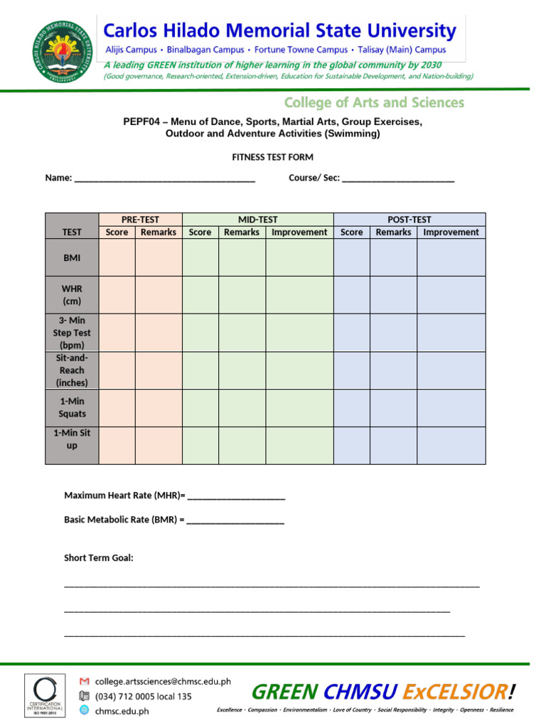 Fitness Test Form - Dotx | PDF