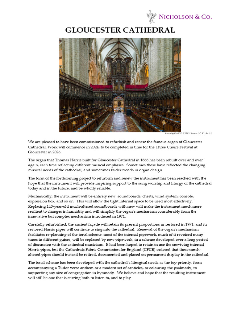 Gloucester Cathedral Organ Renewal | PDF | Music Technology | Aerophones