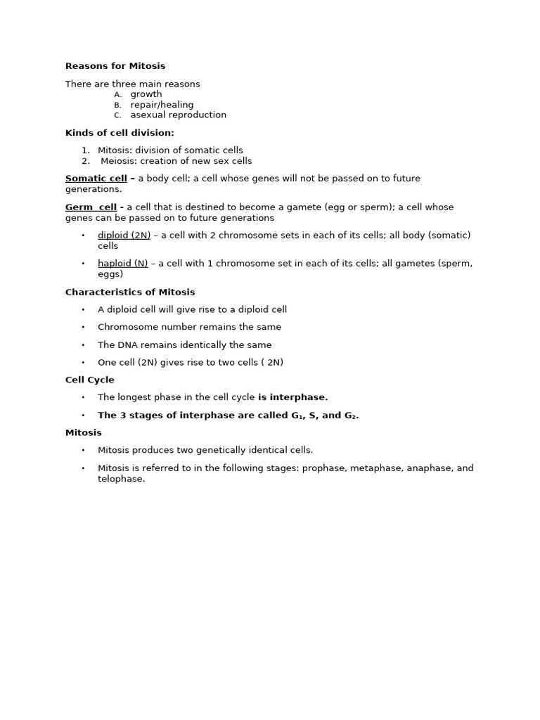 Handouts Mitosismeiosischeckpoints | PDF | Mitosis | Meiosis