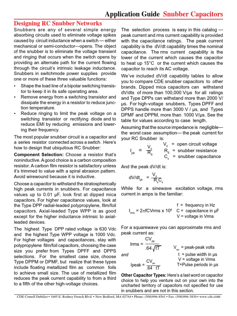 RC Snubber Circuit Design Guide | PDF | Capacitor | Resistor