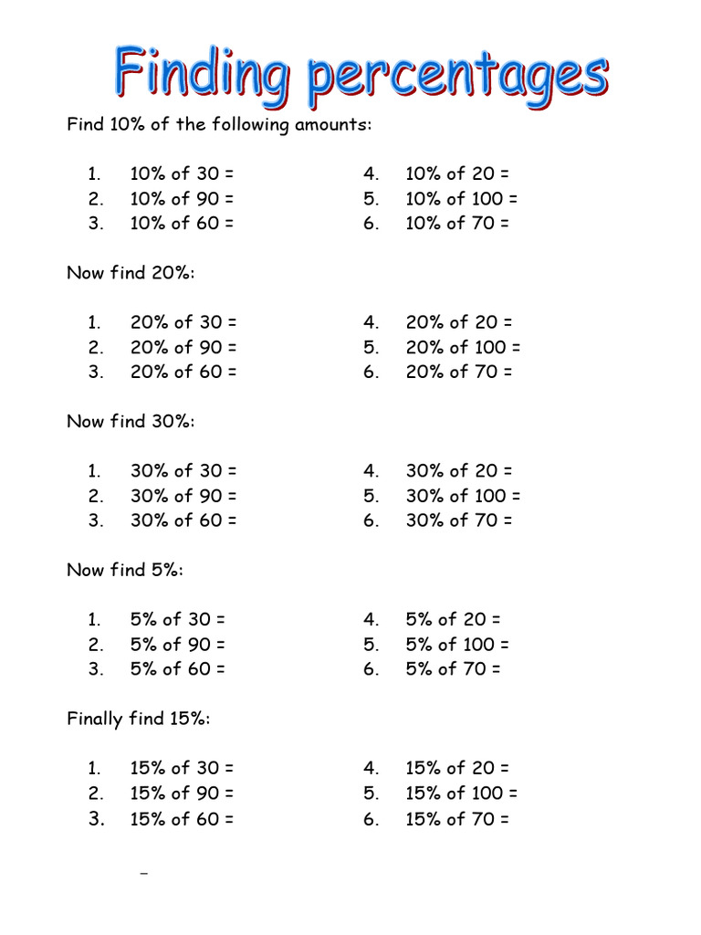 Percentage Calculation Exercises | PDF