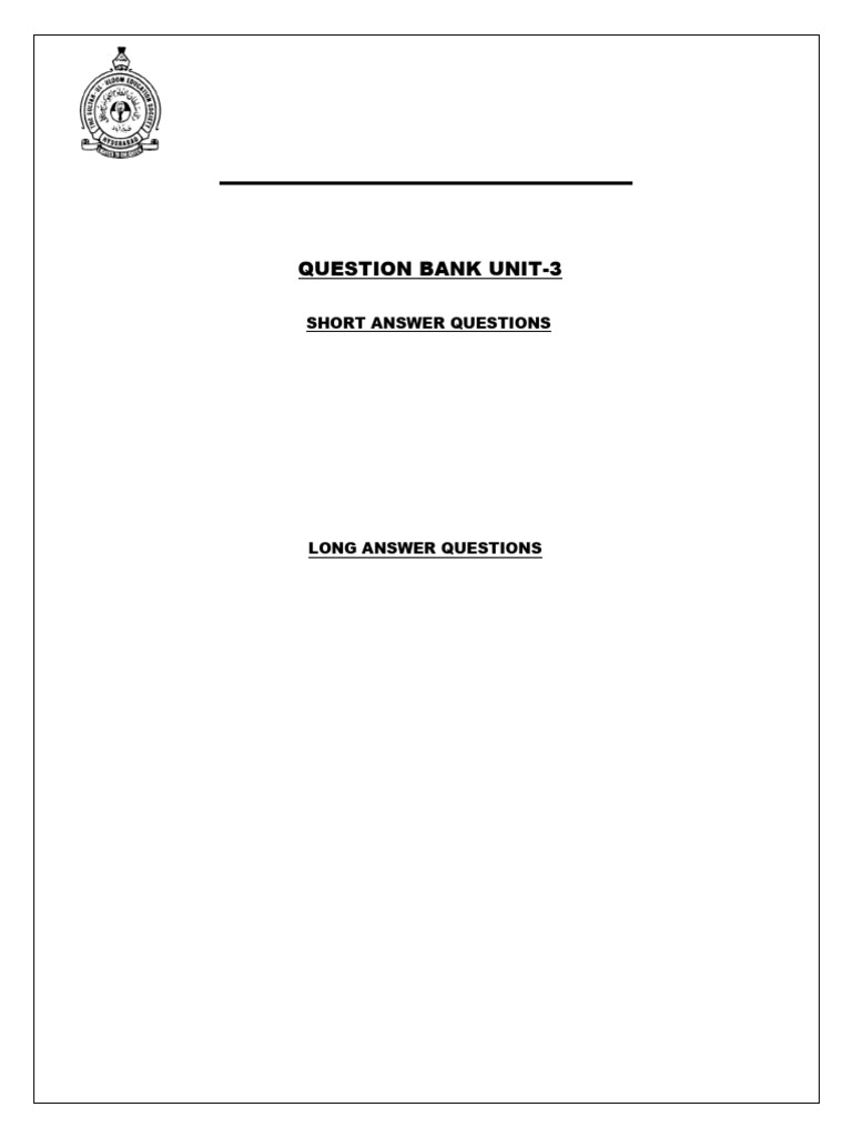 Dsa Unit-3 Question Bank | PDF