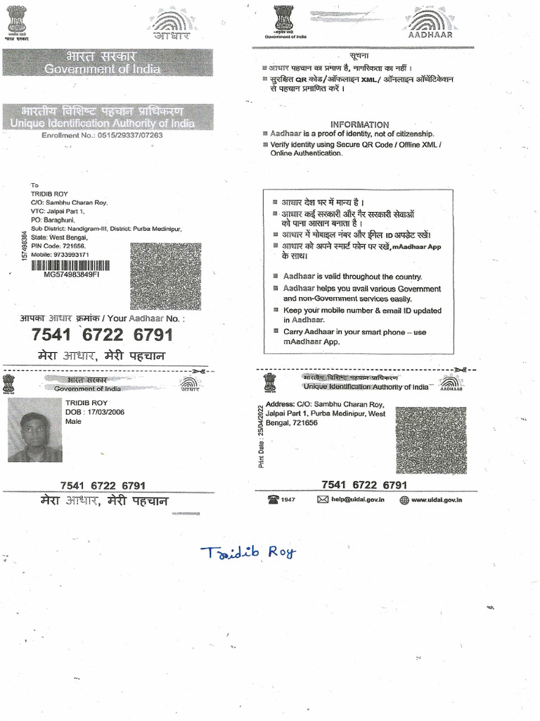 Tridib Adhaar | PDF