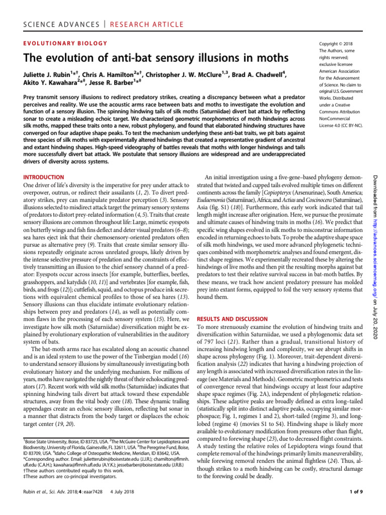 111-Science Advances-2018-The Evolution of Anti-bat Sensory Illusions ...