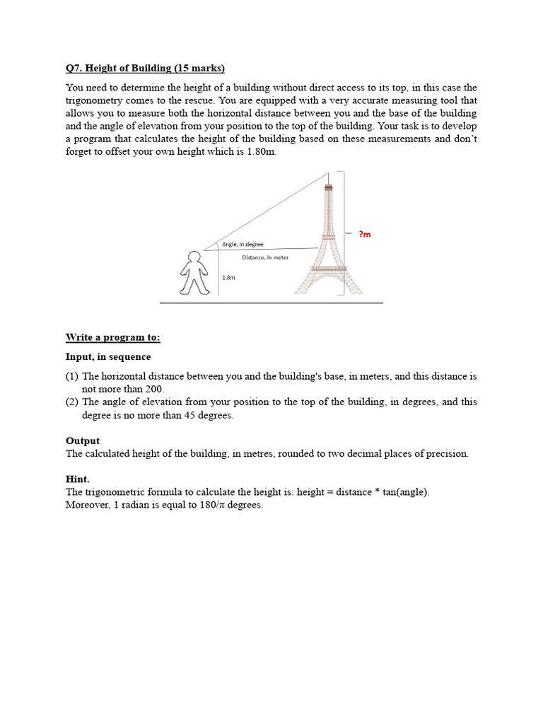 Trigonometry for Building Height | PDF