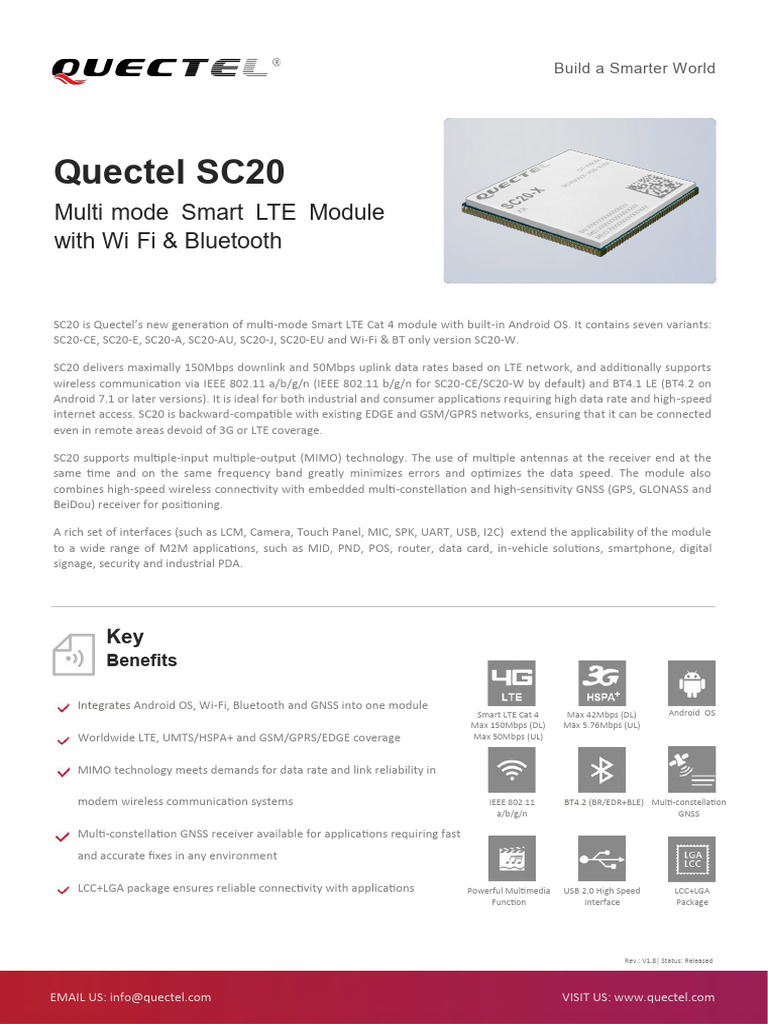 Quectel Module SC20 Specification | PDF | Lte (Telecommunication) | Mimo
