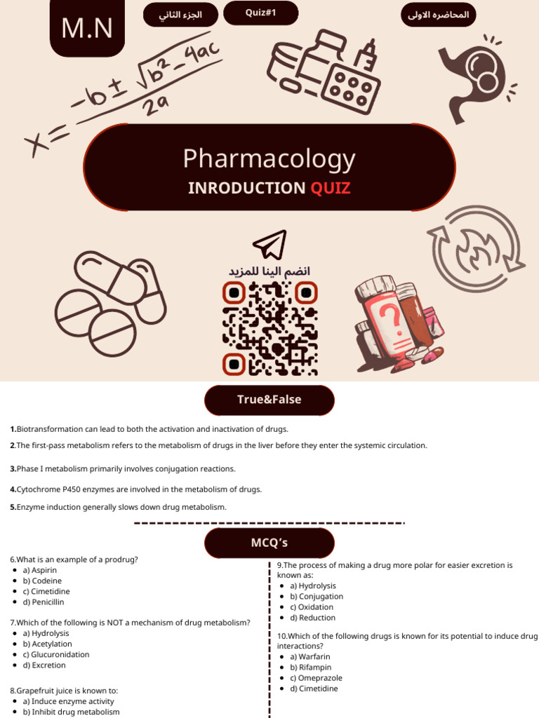 Pharmacology Quiz: Drug Metabolism Basics | PDF | Drug Metabolism ...