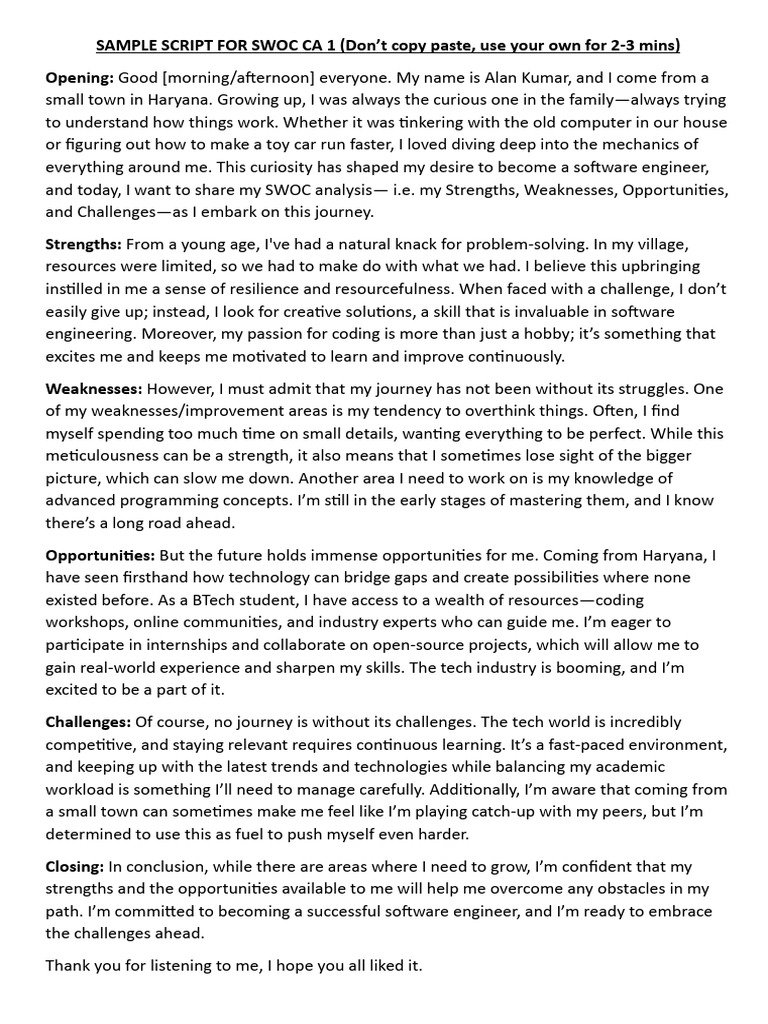 Sample Script For Swoc CA 1 | PDF | Cognition | Learning