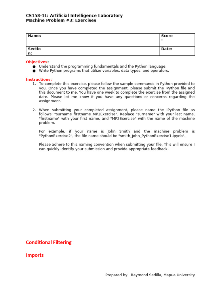 Billones SebastianLuise Wee3Exercise02ConditionalFiltering | PDF ...