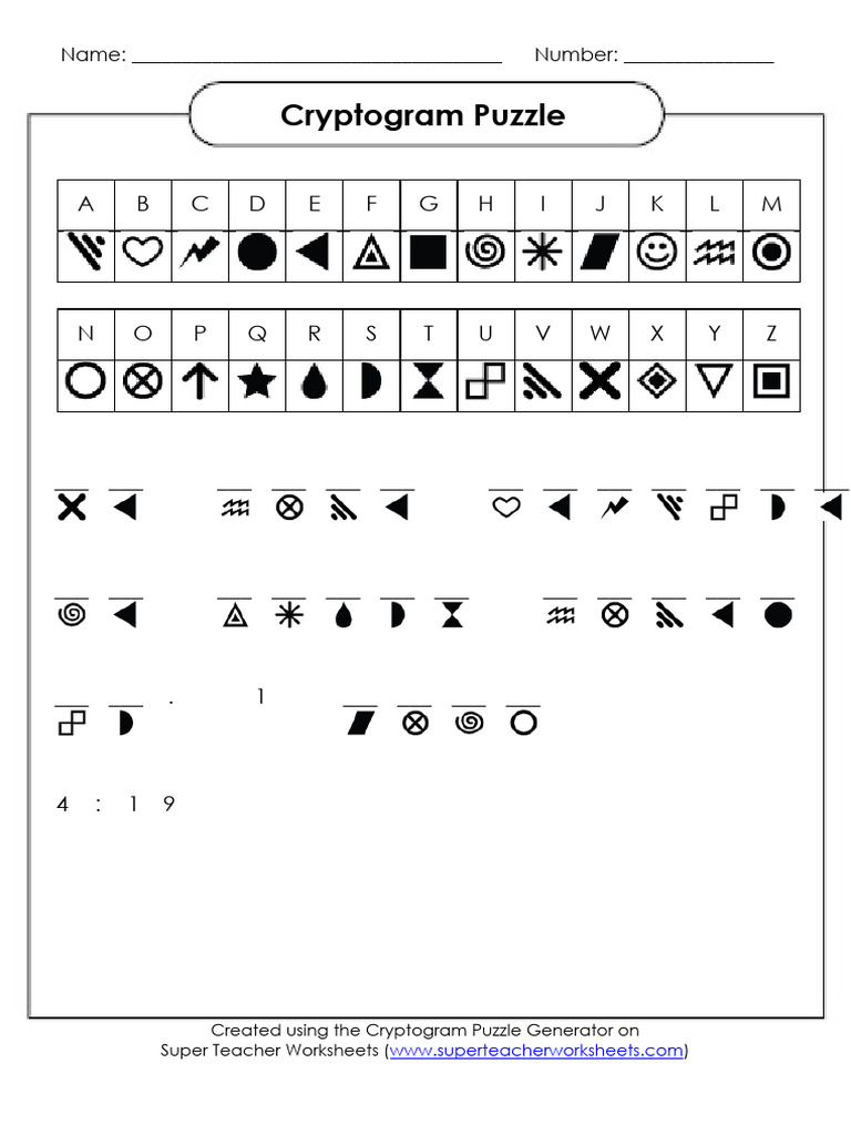 Super Teacher Worksheets Cryptogram Puzzle | PDF | Word Puzzles