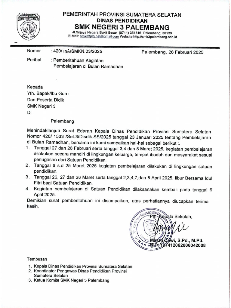 Surat Pemberitahuan Bulan Ramadhan 2025 | PDF