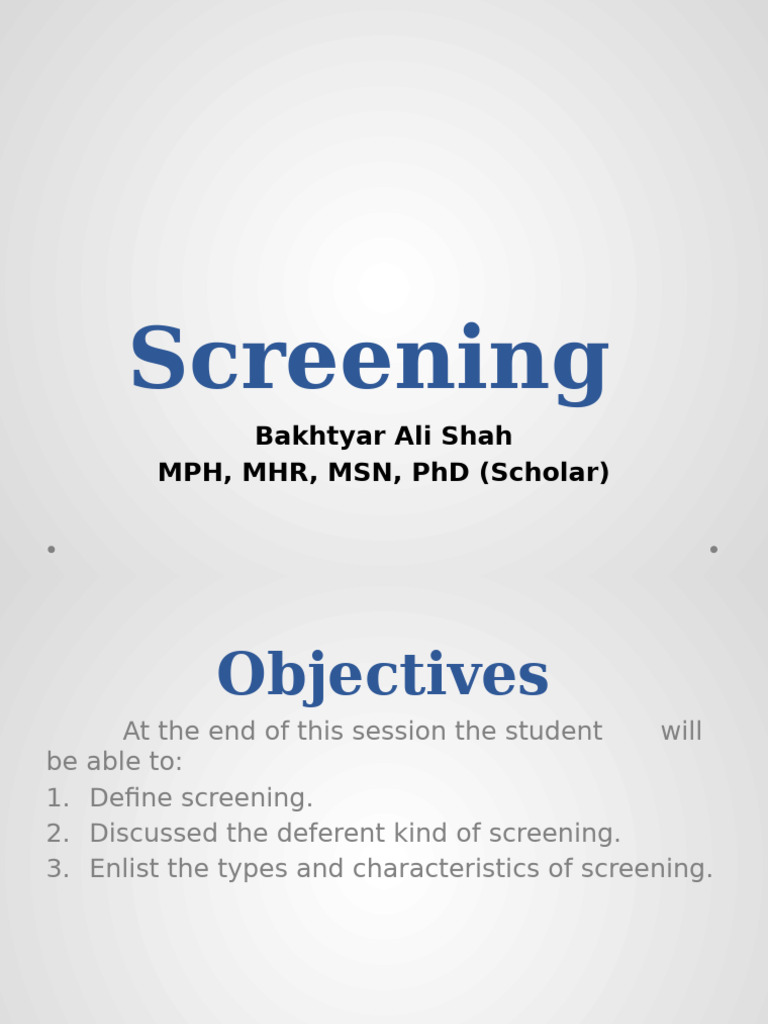 Screening Essentials for Students | PDF | Sensitivity And Specificity ...