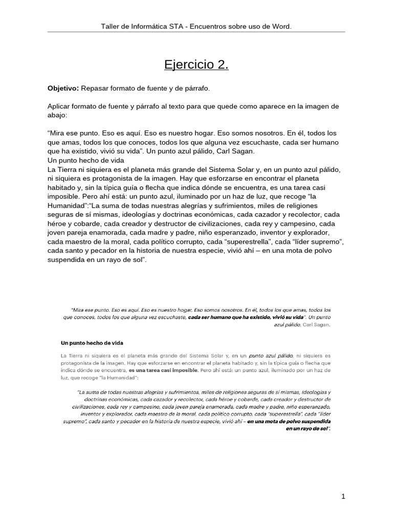 Formato de Texto en Word: Ejercicio 2 | PDF