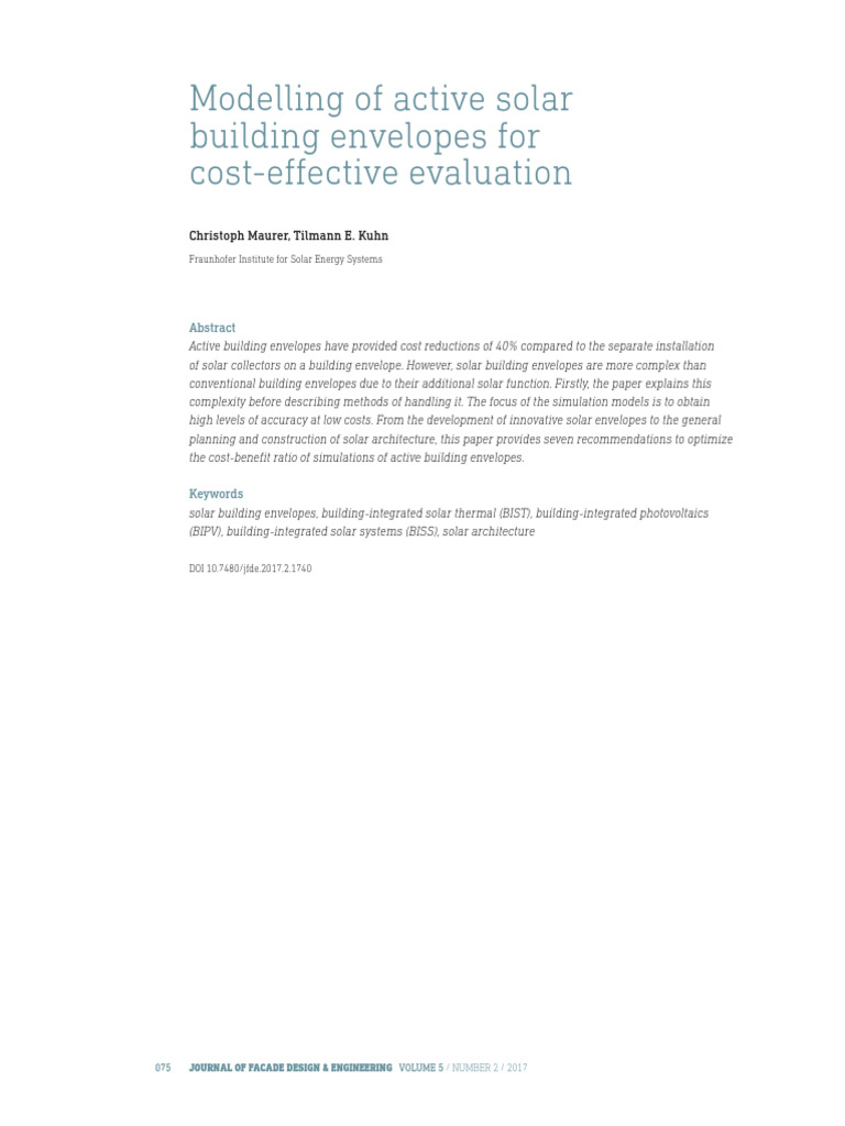 Modelling of Active Solar Building Envelopes For C | PDF | Simulation ...