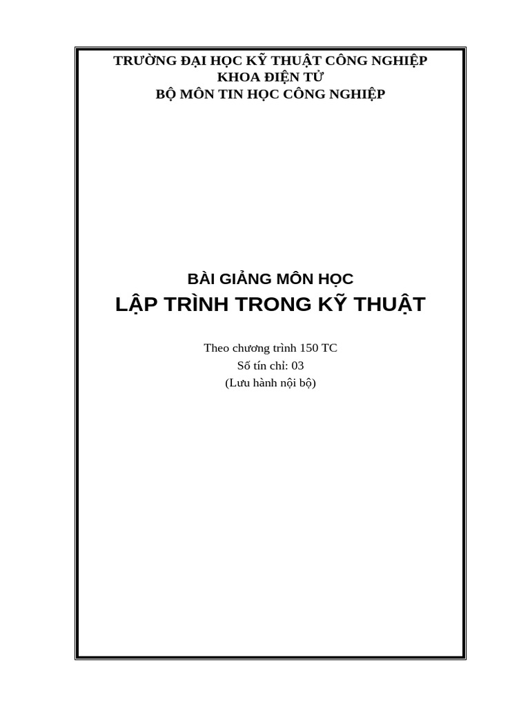 Bai Giang Lap Trinh Trong Ky Thuat | PDF
