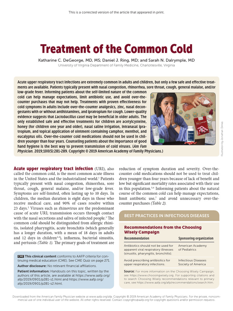 Treatment of Common Cold | PDF | Common Cold | Medical Specialties