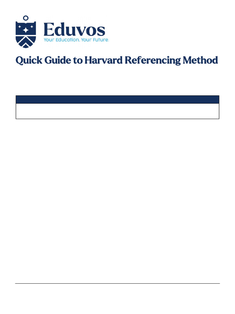 Quick Guide to Harvard Method for Referencing Lists and Bibliographies ...