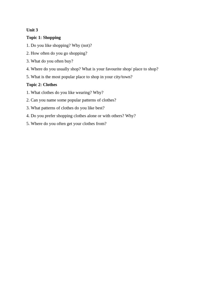 U3 Speaking Practice | PDF