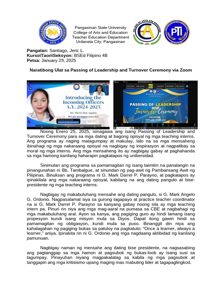 Narrative Turnover Ceremony | PDF