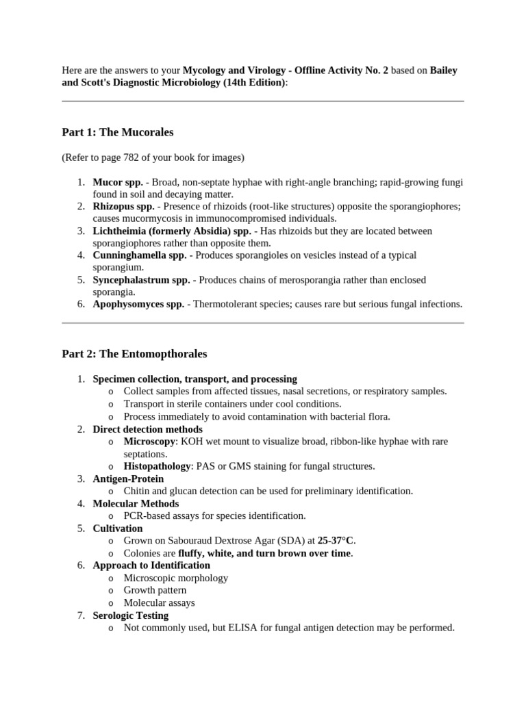 Mycoviro Activity Answers | PDF | Fungus | Microbiology