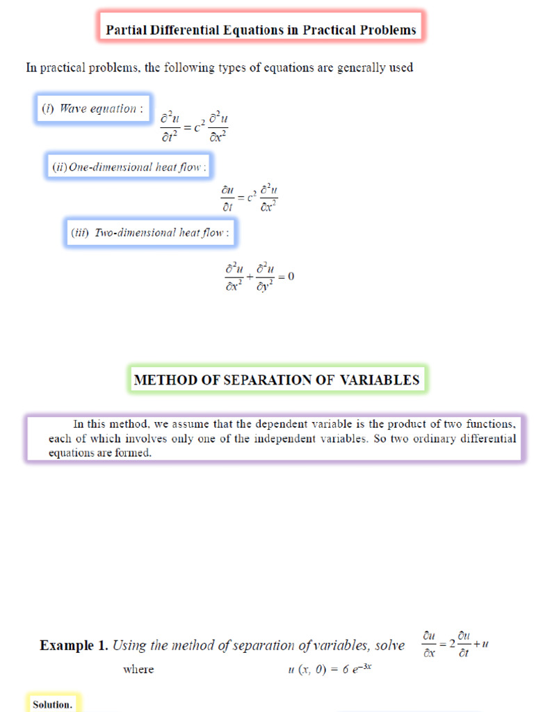 Solve Partial Differential Equation by Method of separation of variables | PDF
