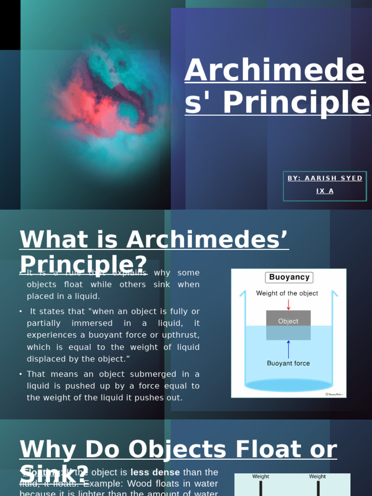 Archimedes' Principle | PDF | Buoyancy | Density